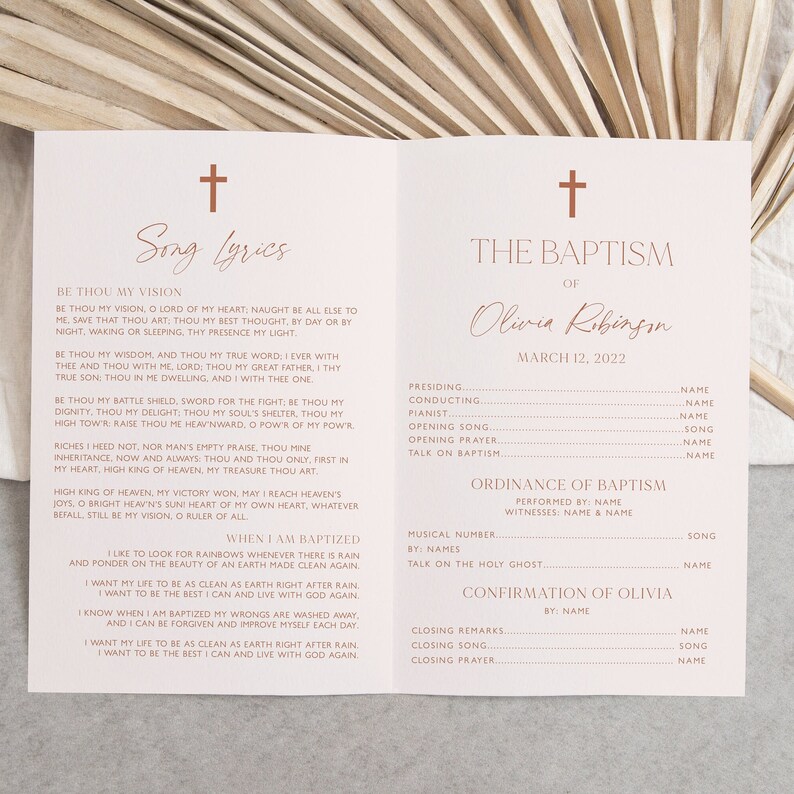 Minimal Baptism Programs Printable Christening Program - Etsy