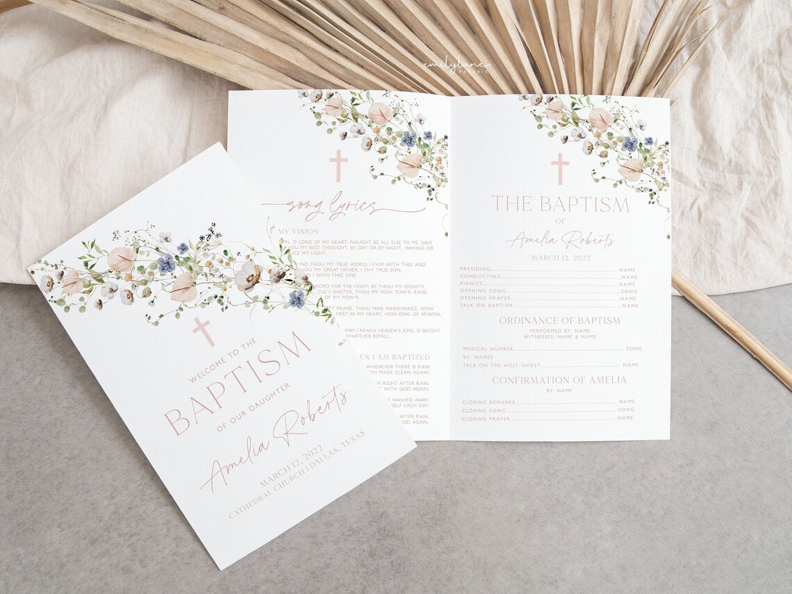 Baptism Programs Printable Christening Program Template - Etsy