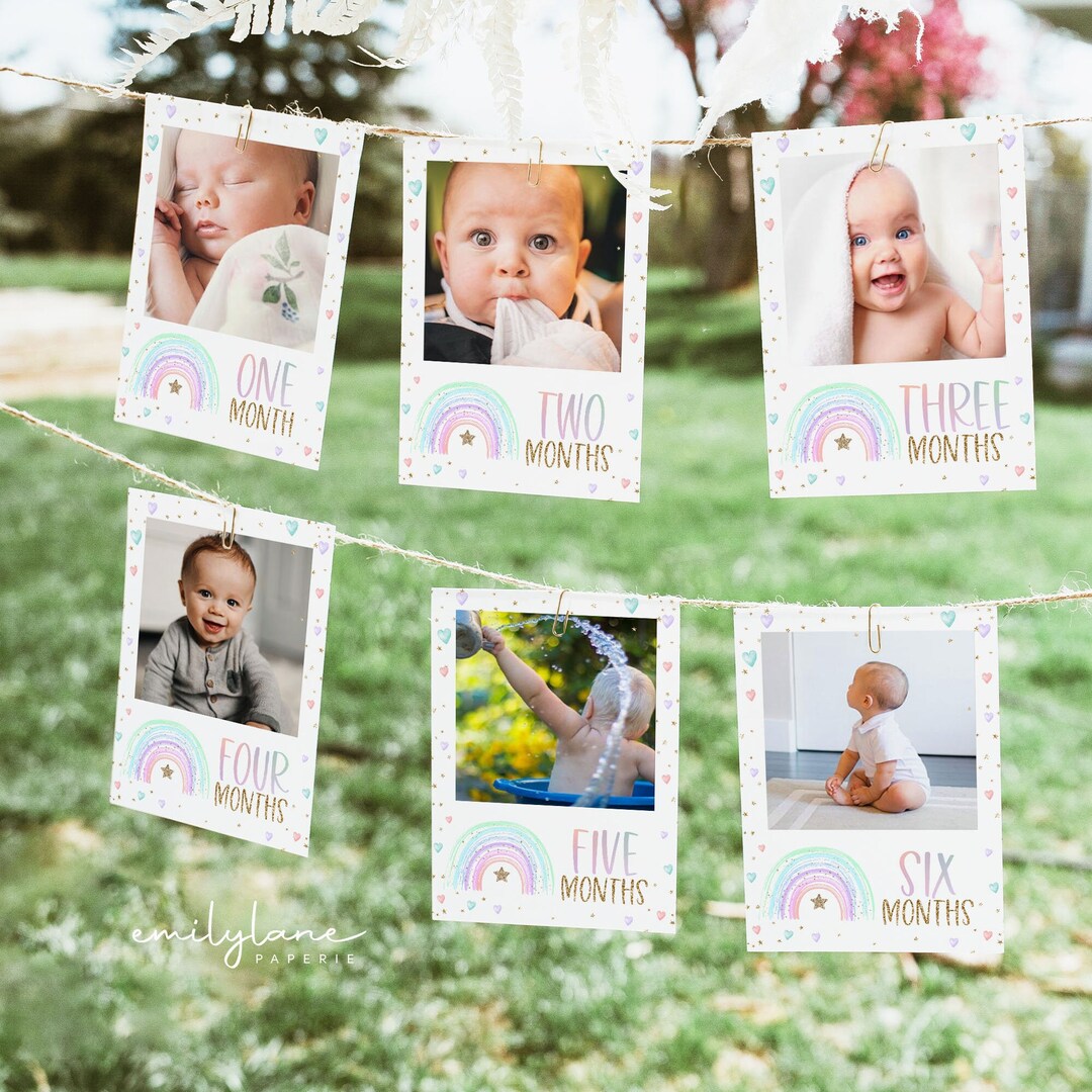 Pastel Rainbow 1st Birthday Photo Banner, Pastel Photo Banner, Rainbow ...