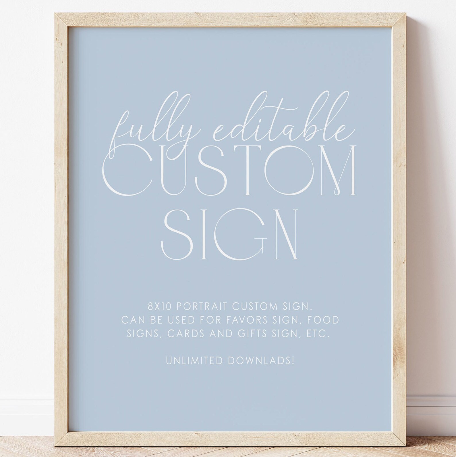 Blue Minimal Boho Editable Sign Custom 8x10 Sign Blue Baby | Etsy