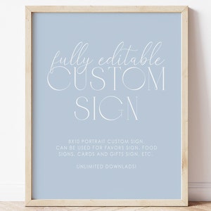Blue Minimal Boho Editable Sign, Custom 8x10 Sign, Blue Baby Shower ...