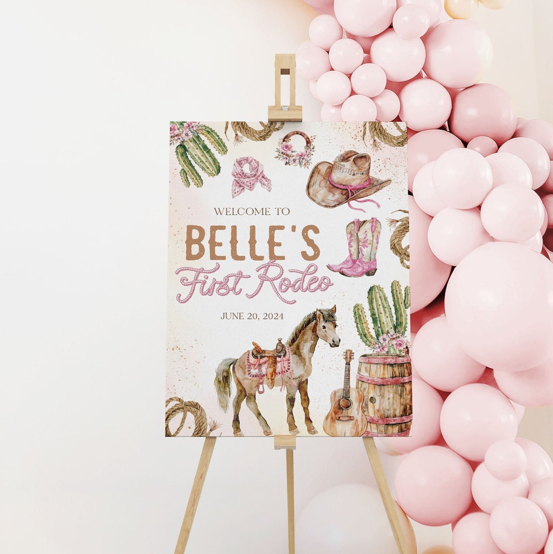 First Rodeo 1st Birthday Welcome Sign, Pink Rodeo Birthday Welcome Sign ...