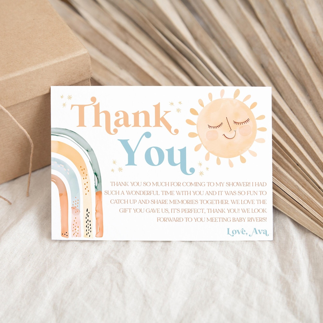 Thank You Card, Sun Thank You Card Printable, Here Comes the Son Baby ...