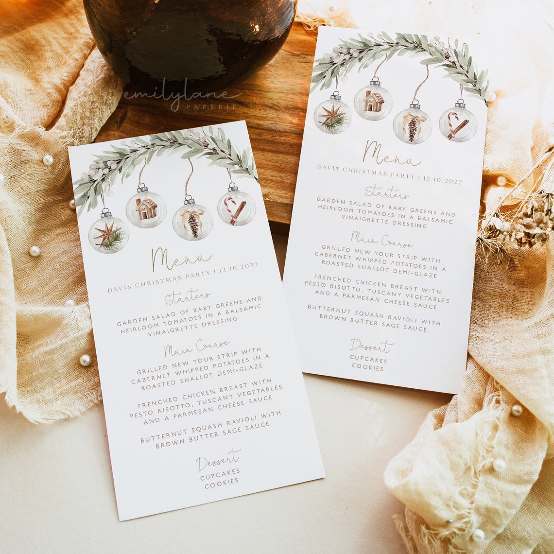 Christmas Party Menu Template Printable Christmas Menu - Etsy