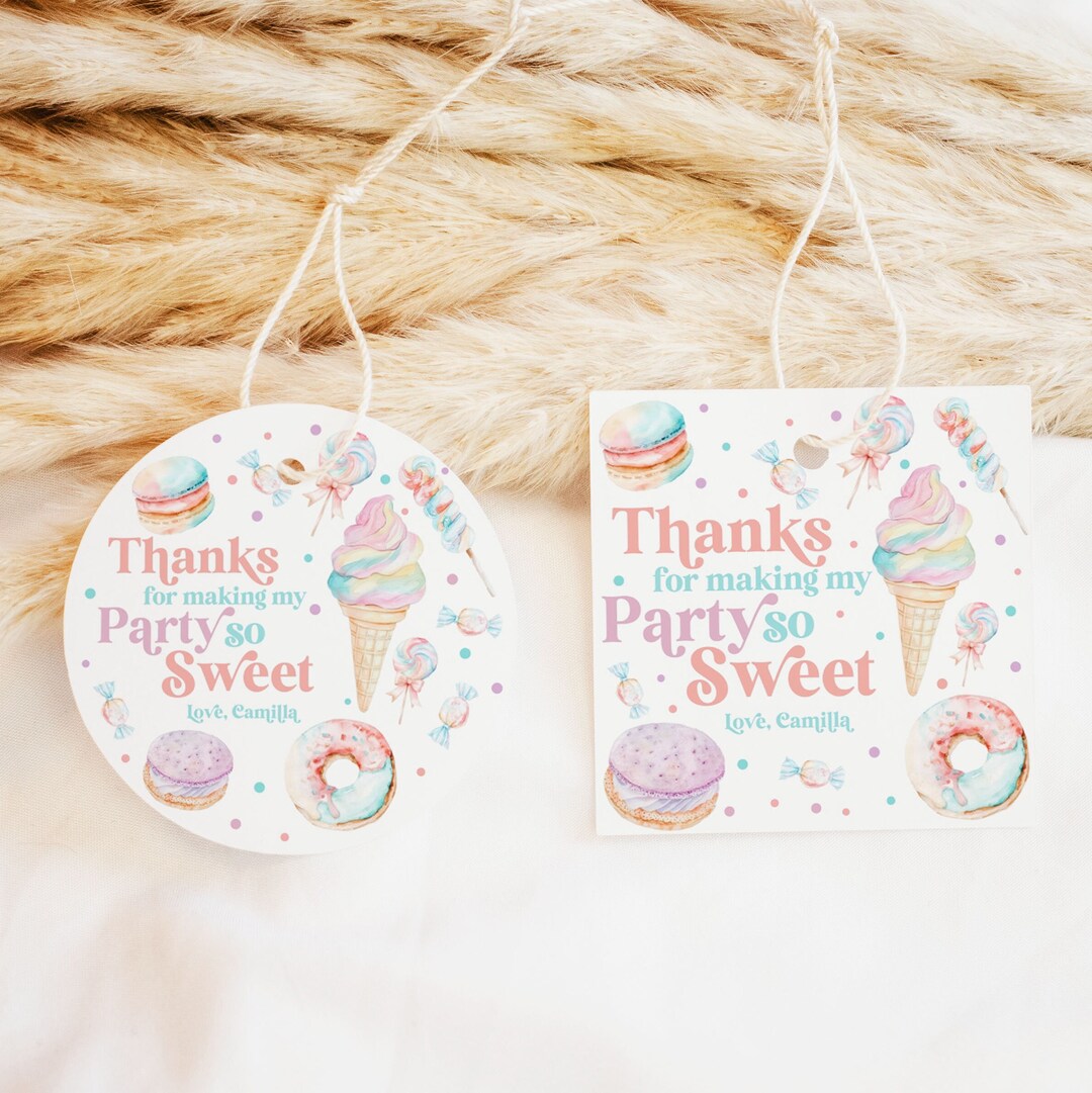Sweet One Thank You Favor Tag, Pastel Thank You Favor Tag, Candy 1st ...