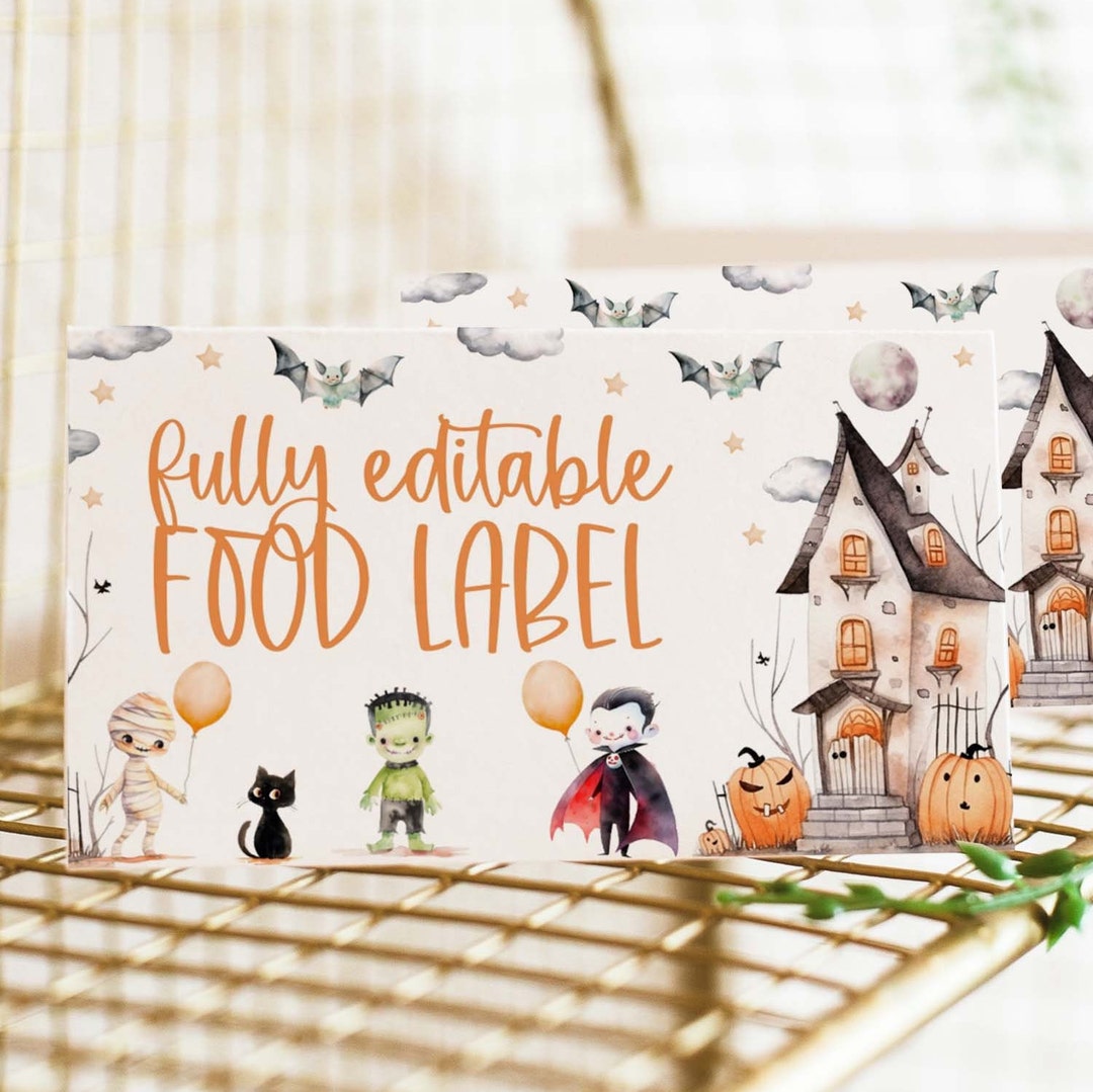 Halloween Editable Food Labels, Monsters Food Label Card, Spooky One ...