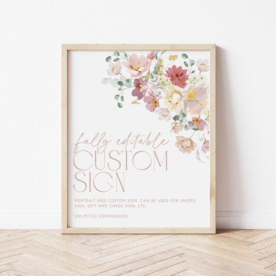 Floral Editable Custom Sign Pink Floral Custom Sign Spring - Etsy
