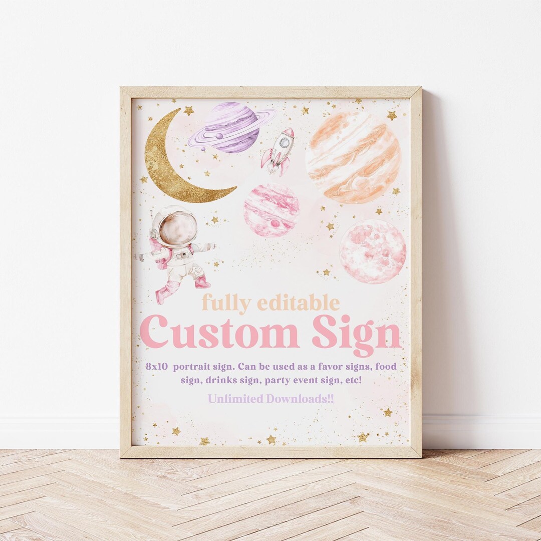 Editable Custom Sign, Space Editable Sign, Custom 8x10 Sign Printable ...