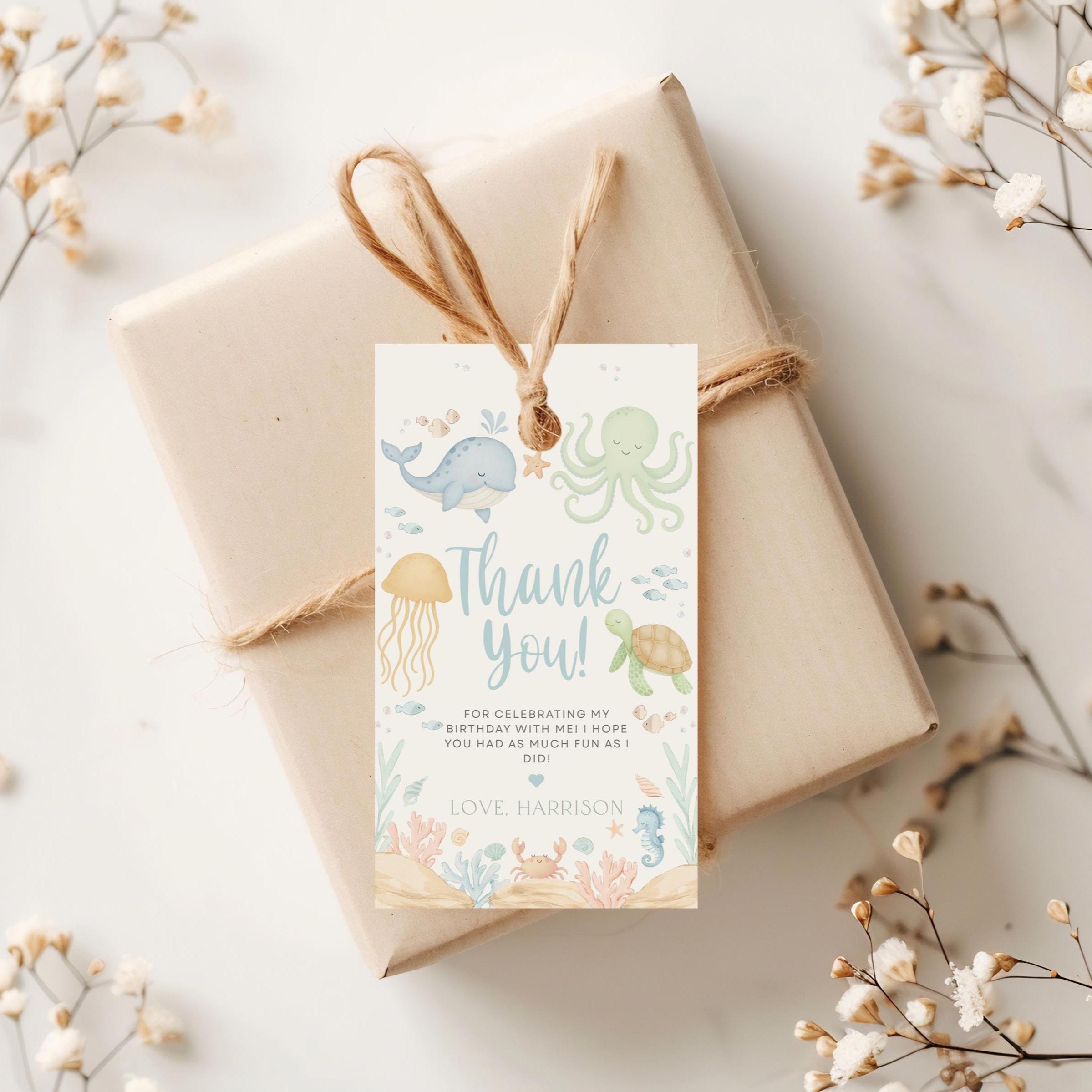 Under the Sea Favor Tags: Ocean Animals, 1st Birthday Gift Tag (canva ...