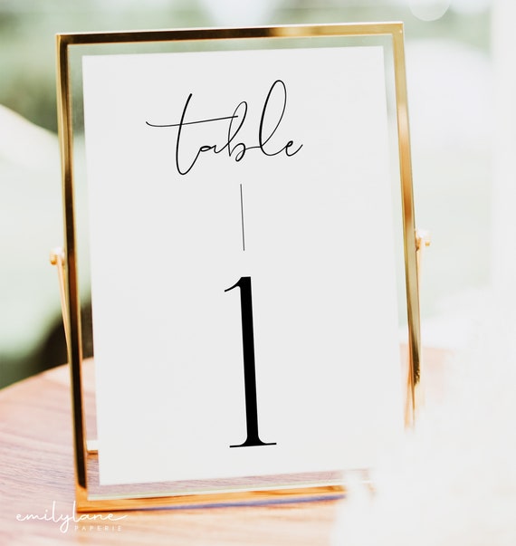 Modern Wedding Table Numbers Printable Table Numbers | Etsy