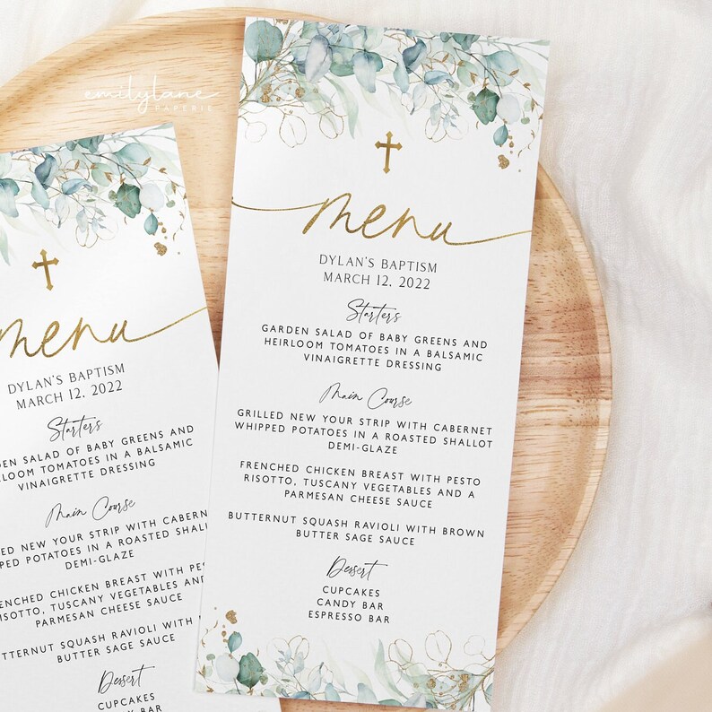 Baptism Menu Template Printable Christening Menu Template | Etsy
