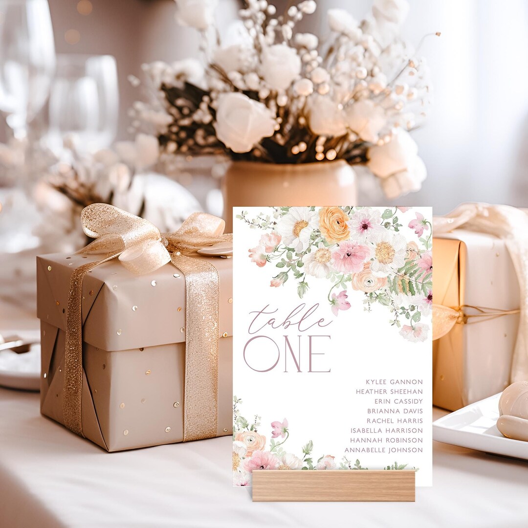 Floral Table Numbers, Spring Bridal Shower Table Numbers, Floral Table ...