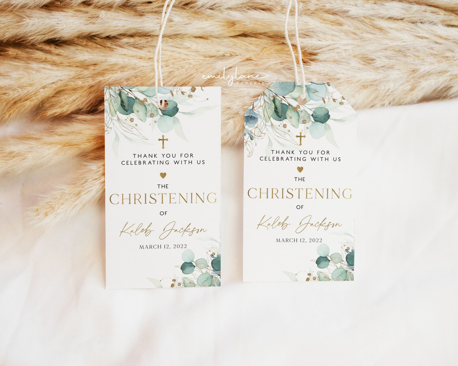 Greenery Baptism Favor Tags, Editable Tags, Christening Favor Tags ...