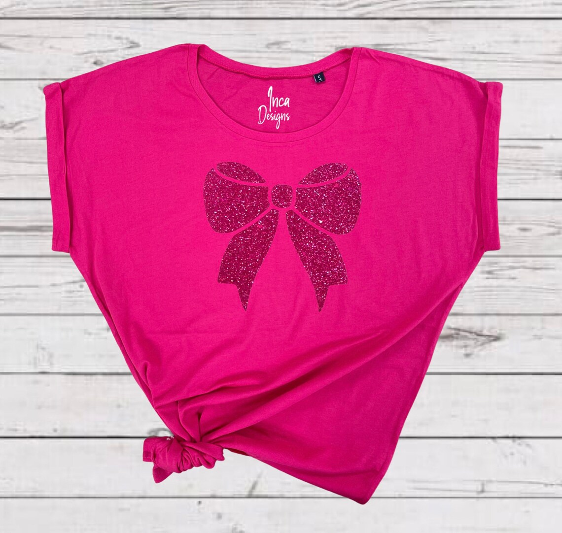 Bow Shirt, Glitter Bow Top, Pretty Tshirts, Cute Tops, Graphic Tee ...