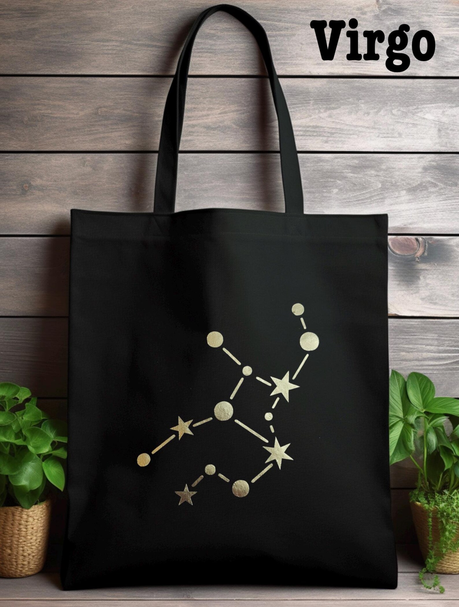 Zodiac Star Sign Cotton Tote Bag, Astrology Horoscope Gifts, Canvas ...
