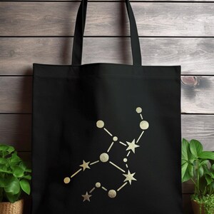Zodiac Star Sign Cotton Tote Bag, Astrology Horoscope Gifts, Canvas ...