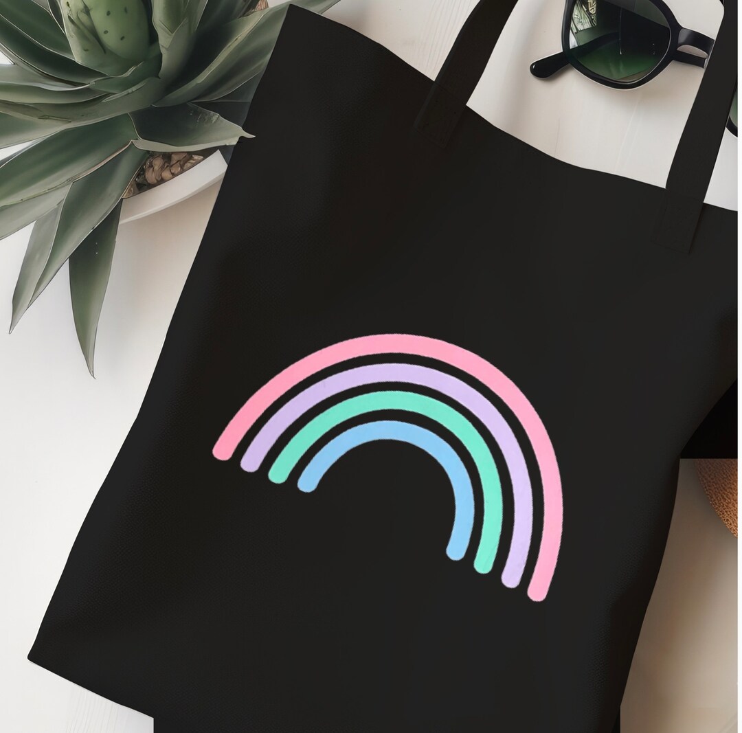 Pastel Rainbow Shopping Tote Bag, Cotton Rainbow Beach Bag - Etsy