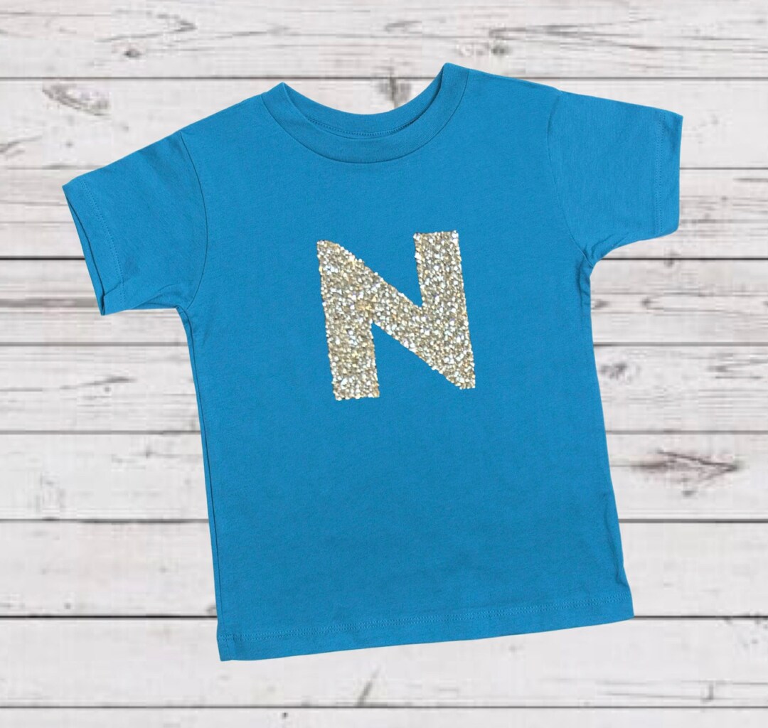 Kids Initial Tshirt, Girls Glitter Letter Shirt, Kids Name Top ...