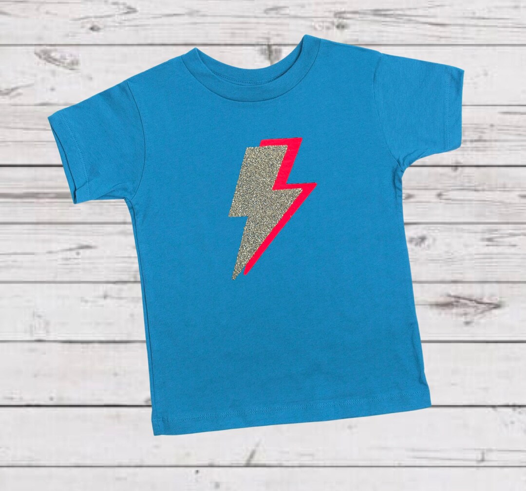Girls Lightning Tshirt, Kids Glitter Lightning Bolt Tshirt, Glitter ...