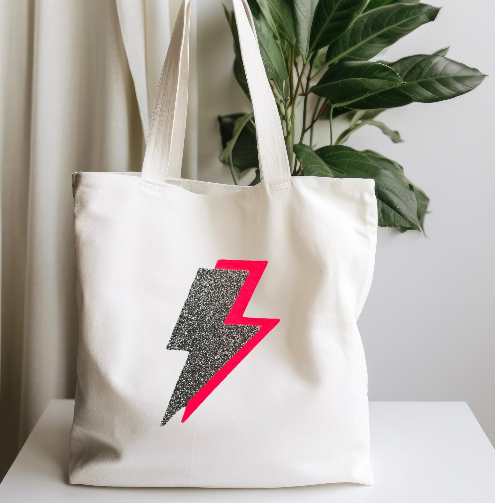 Neon Lightning Bolt Lightning Bolt Bag Glitter Tote Bag - Etsy