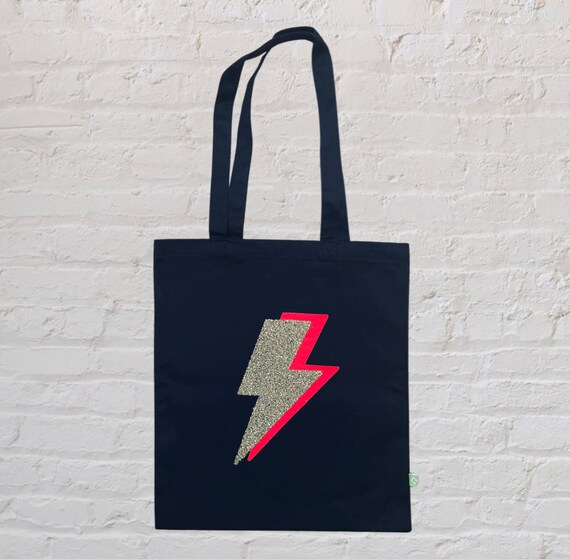 Neon Lightning Bolt Lightning Bolt Bag Glitter Tote Bag - Etsy UK