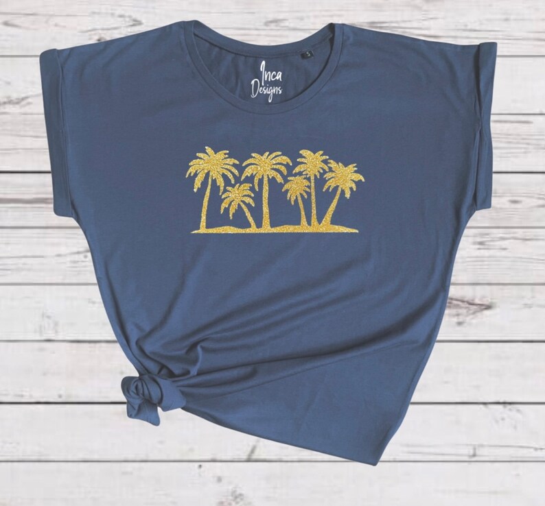 Palm Tree Tshirt, Gold Glitter Palm Tree Top, Tropical T-shirt, Glitter ...