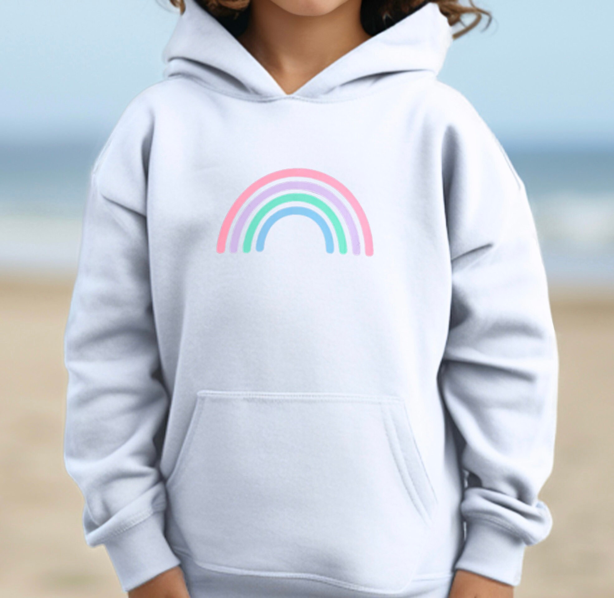 Girls Rainbow Hoodie, Pastel Rainbow Sweatshirt, Kids Pastel Rainbow ...