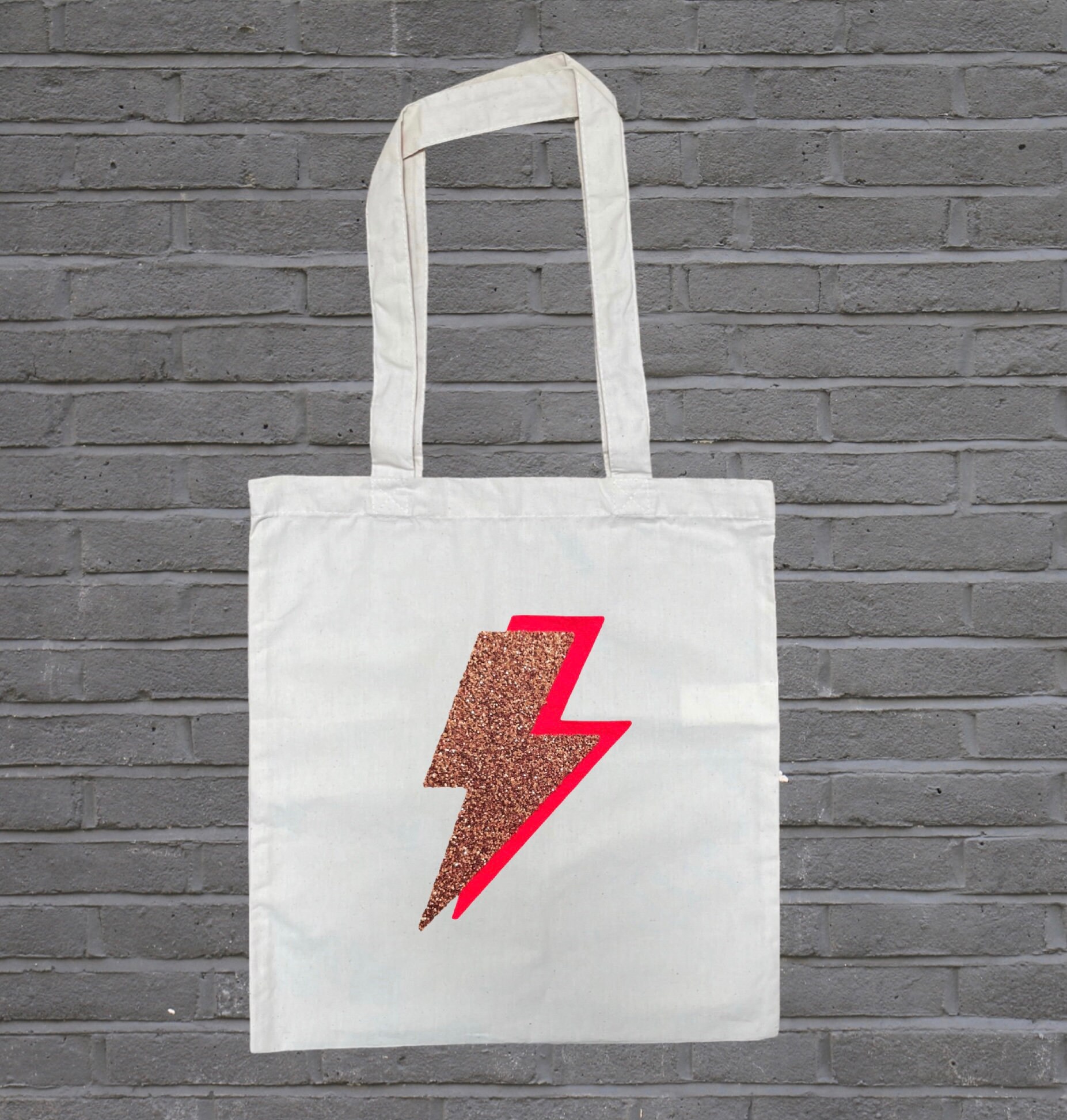 Neon Lightning Bolt, Lightning Bolt Bag, Glitter Tote Bag, Shopping Bag ...