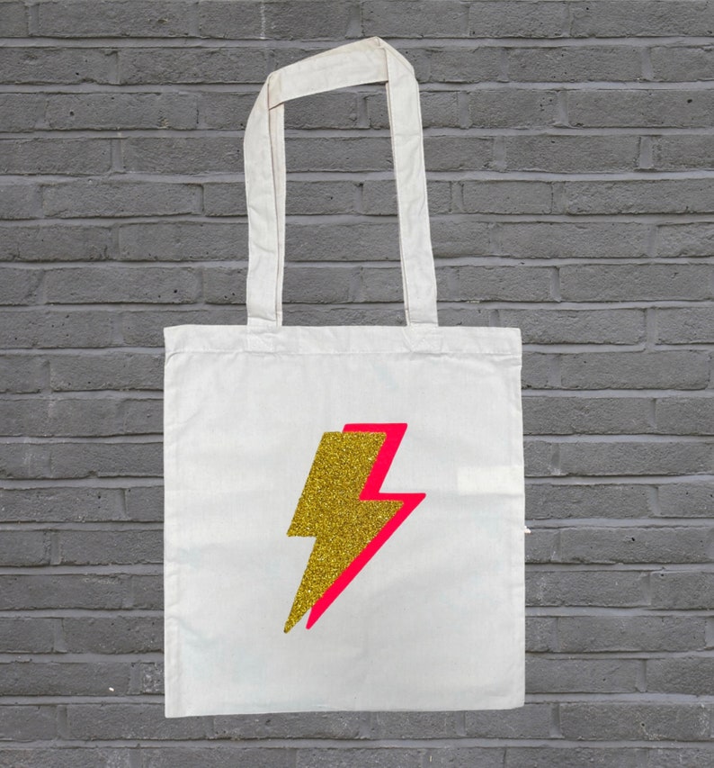 Neon Lightning Bolt Lightning Bolt Bag Glitter Tote Bag - Etsy