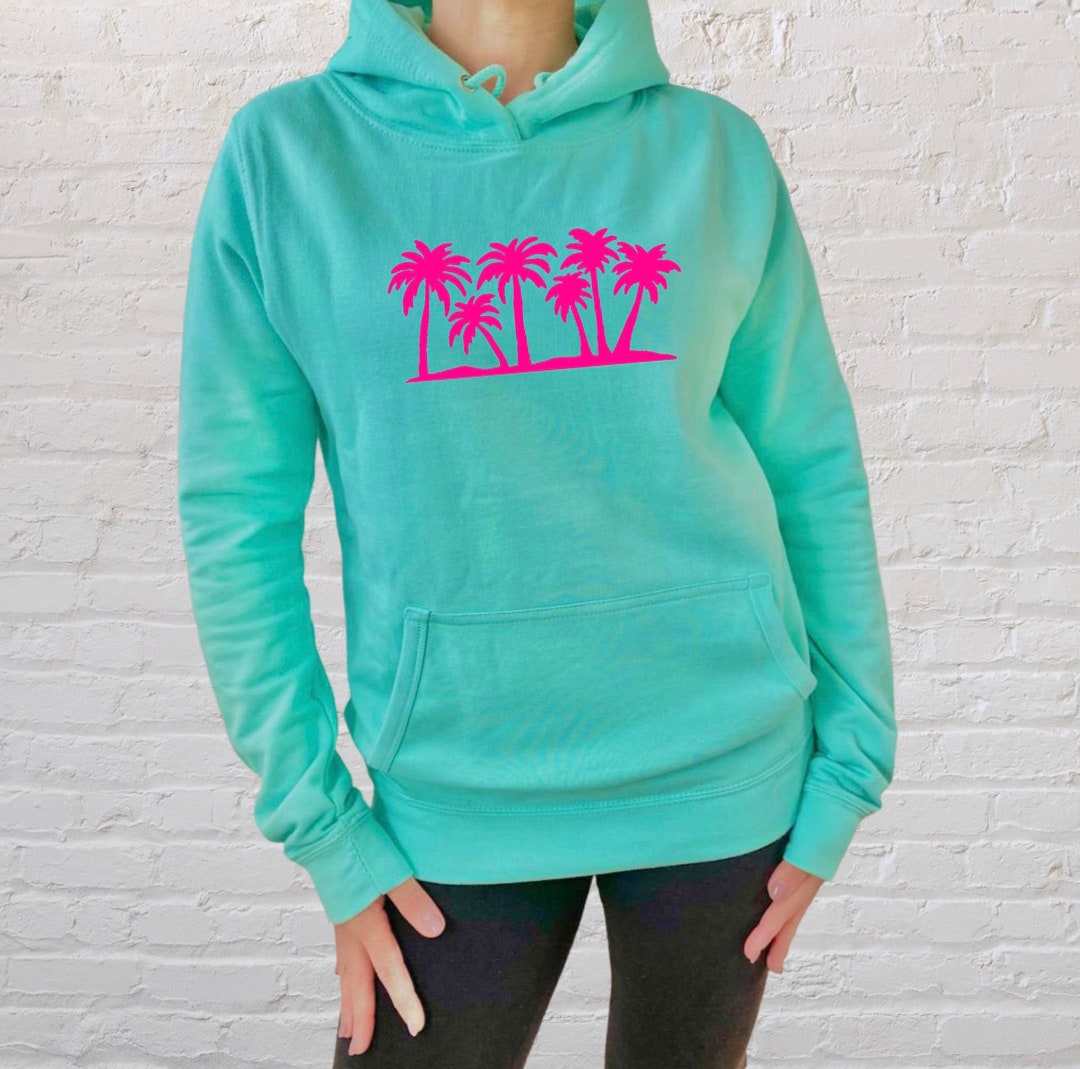 Palm Tree Hoodie Neon Palm Tree Top Tropical Hoodie Aloha - Etsy