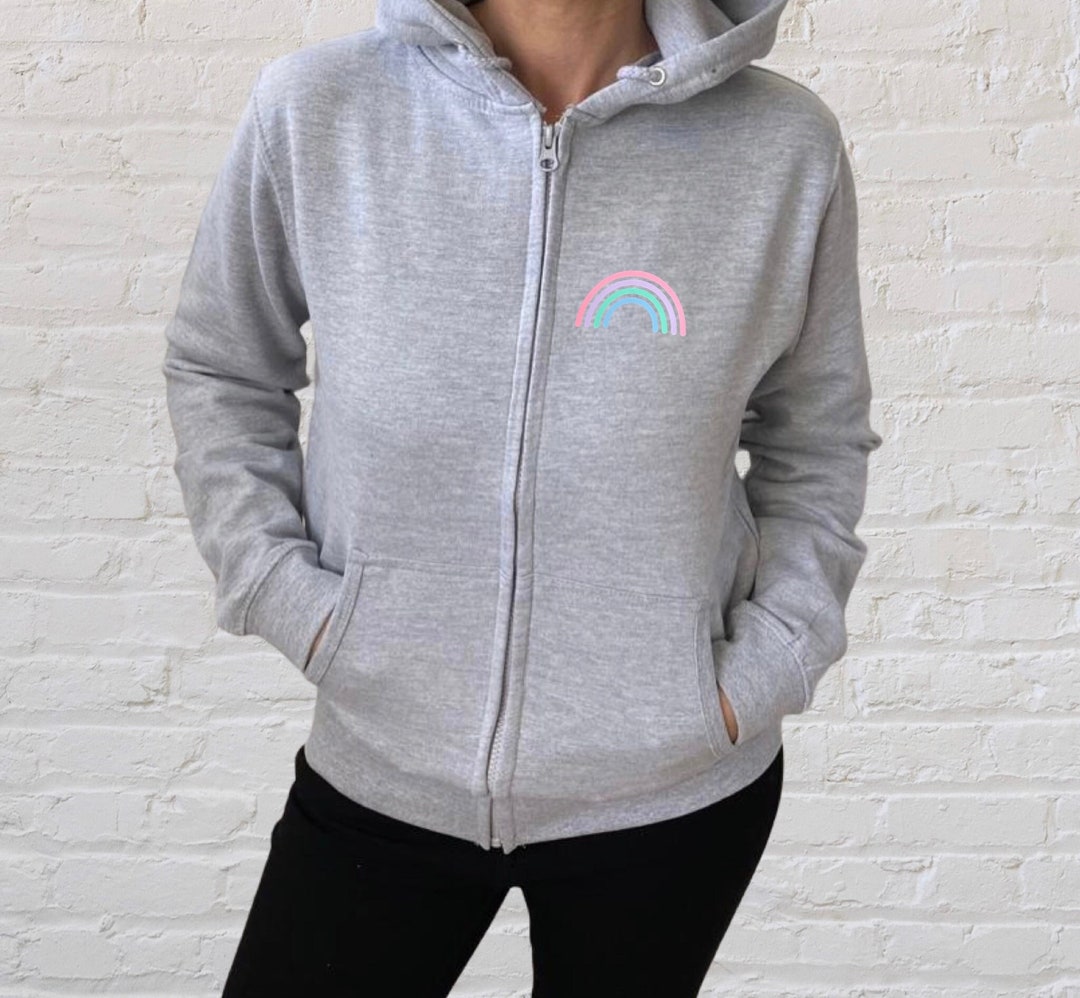 Pastel Rainbow Printed Zip up Hoodie - Etsy