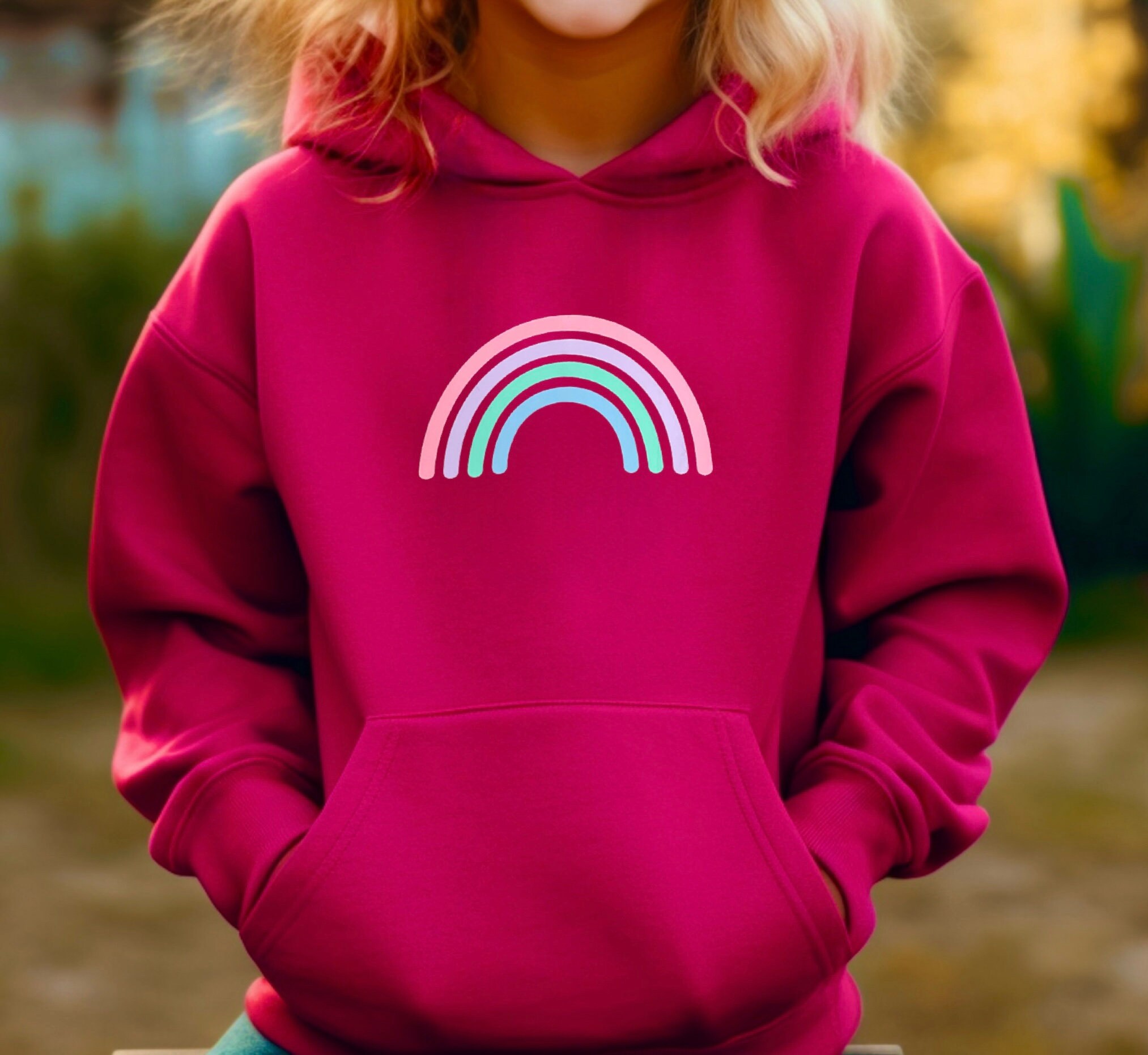 Girls Rainbow Hoodie, Pastel Rainbow Sweatshirt, Kids Pastel Rainbow ...