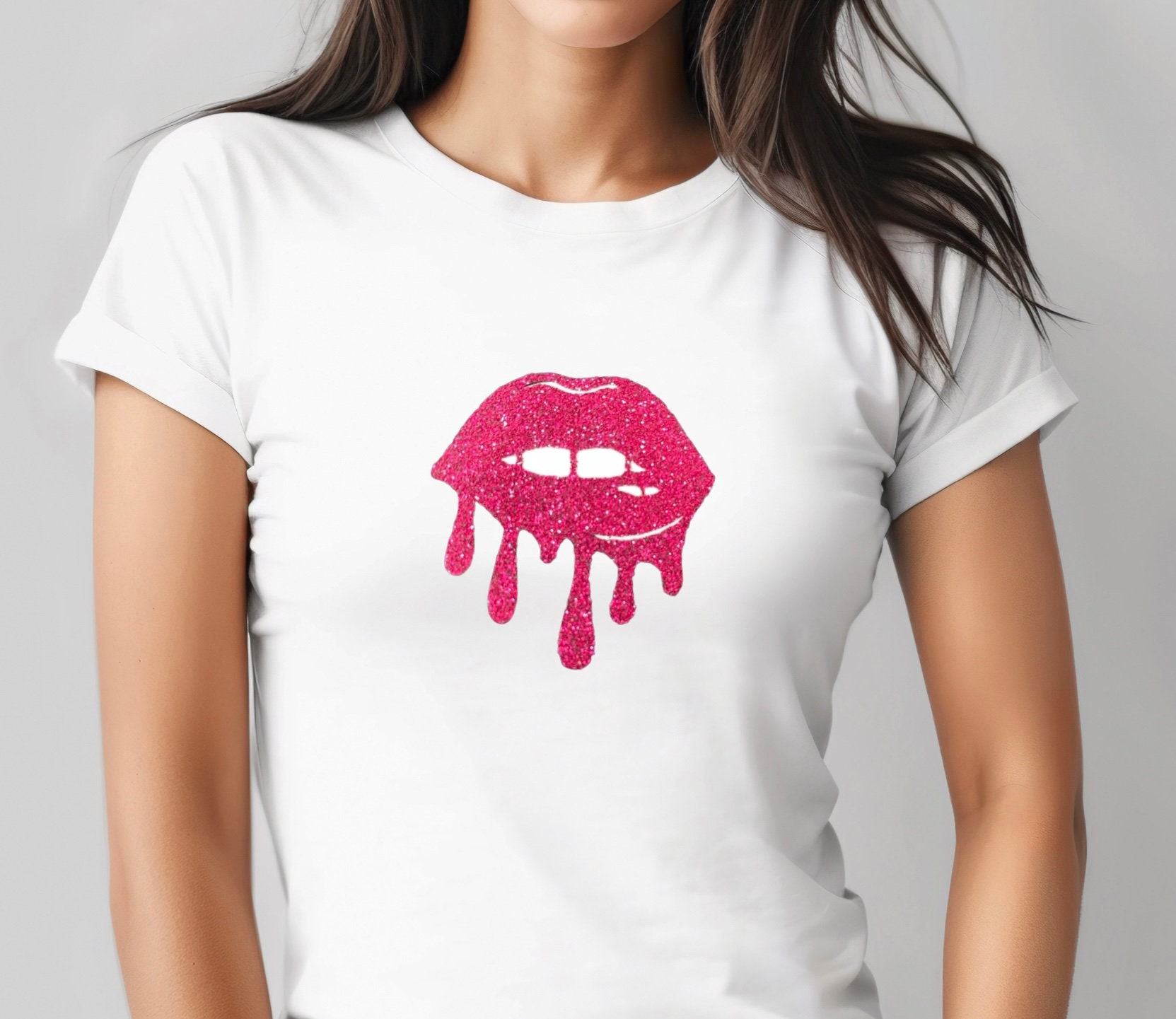 Lips Tshirt, Dripping Lips Shirt, Kissing T Shirt, Glitter Lips Top ...
