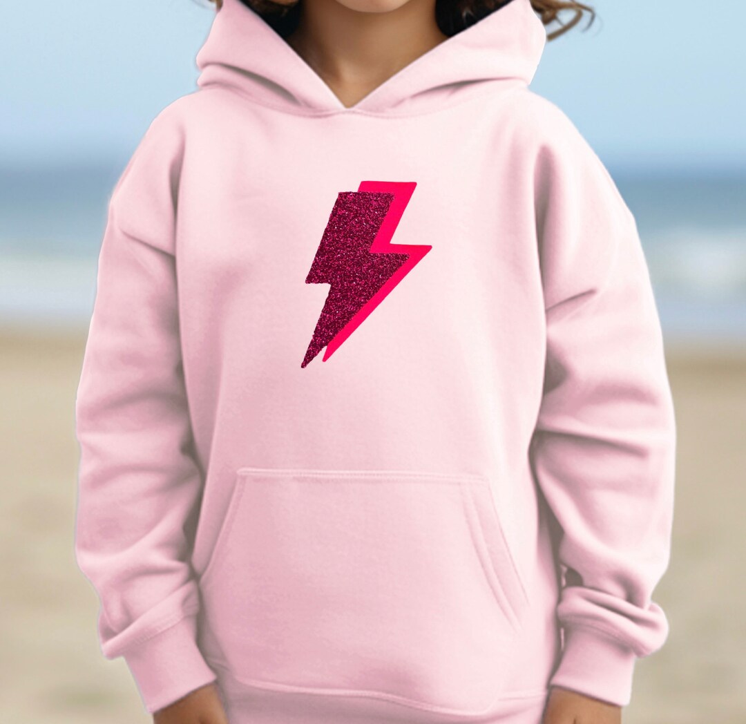 Girls Lightning Hoodie, Glitter Lightning Hoodie, Neon Thunder Bolt Top ...