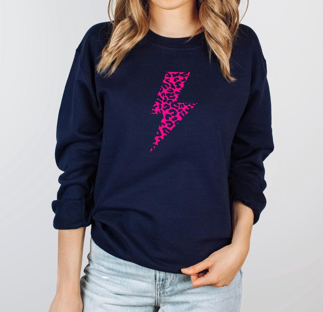 Animal Print Lightning Flash Sweatshirt, Neon Leopard / Zebra Print ...