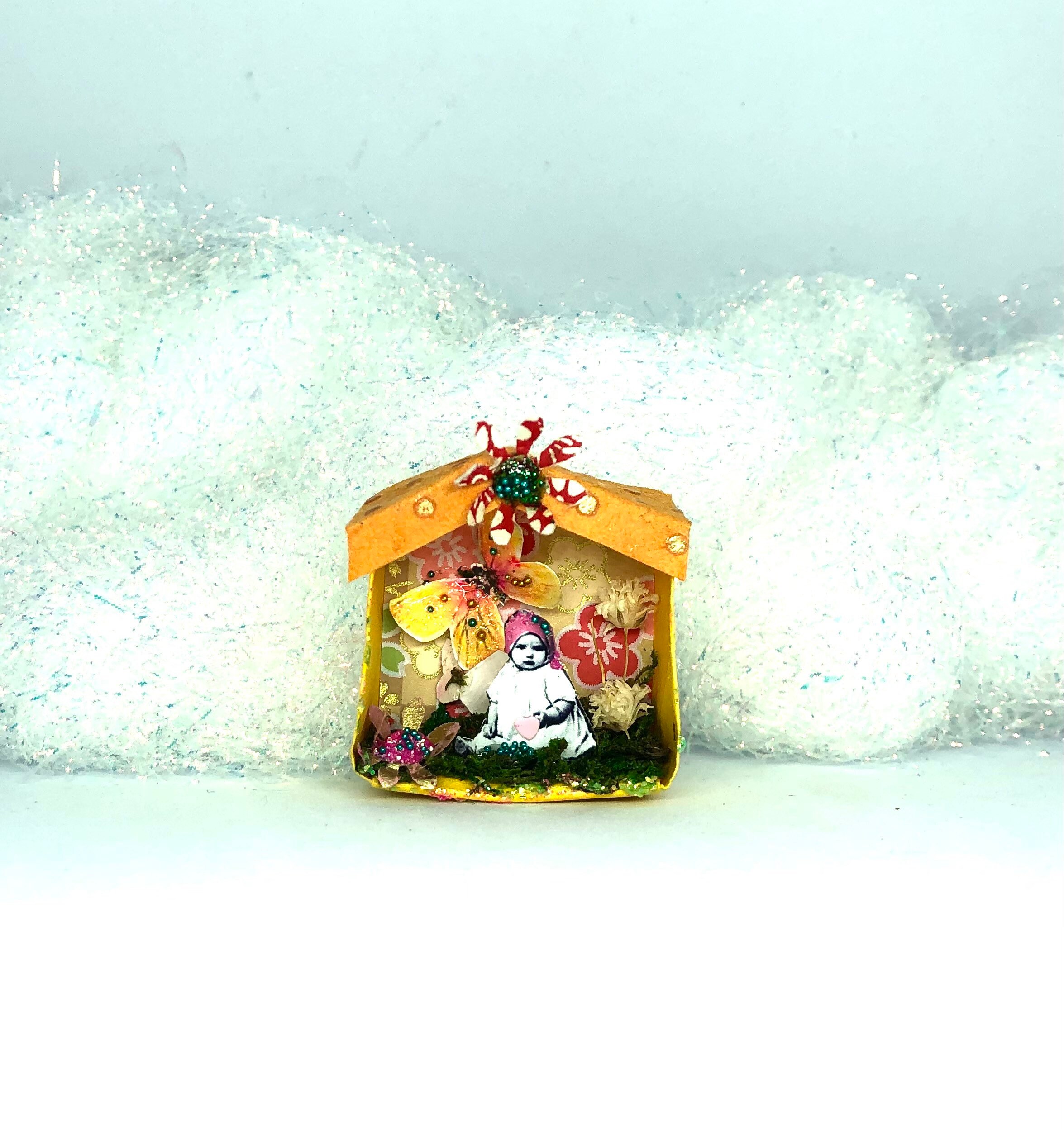 Diorama Box Origami Baby,miniature Ornament Baby Easter Spring,origami ...