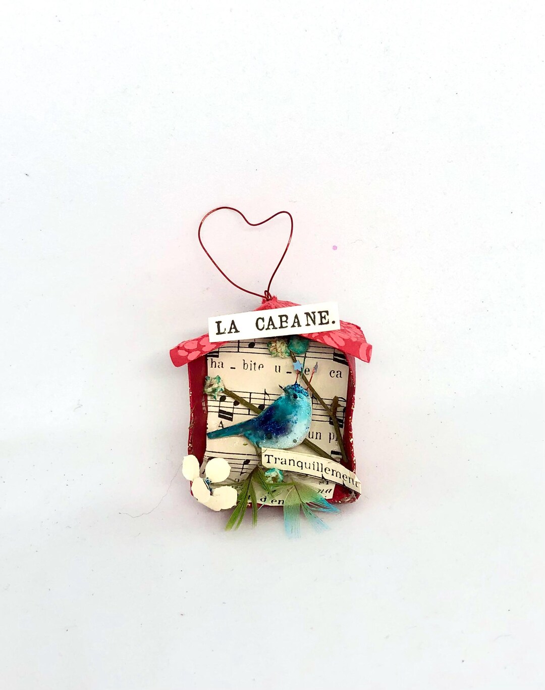 Origami Folding Diorama, Bird on Sheet Music in Shades of Blue and Red ...