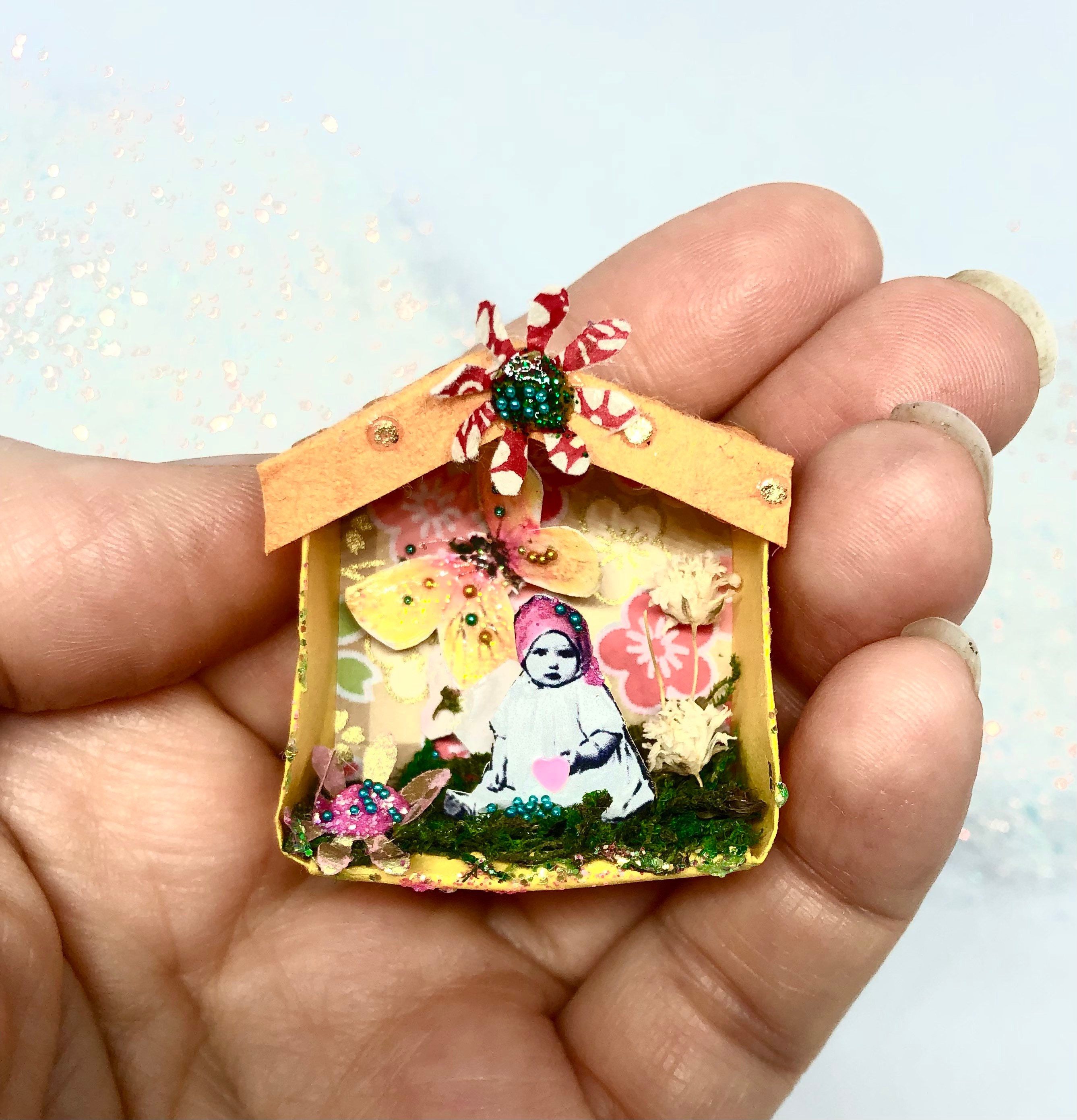 Diorama Box Origami Baby,miniature Ornament Baby Easter Spring,origami ...
