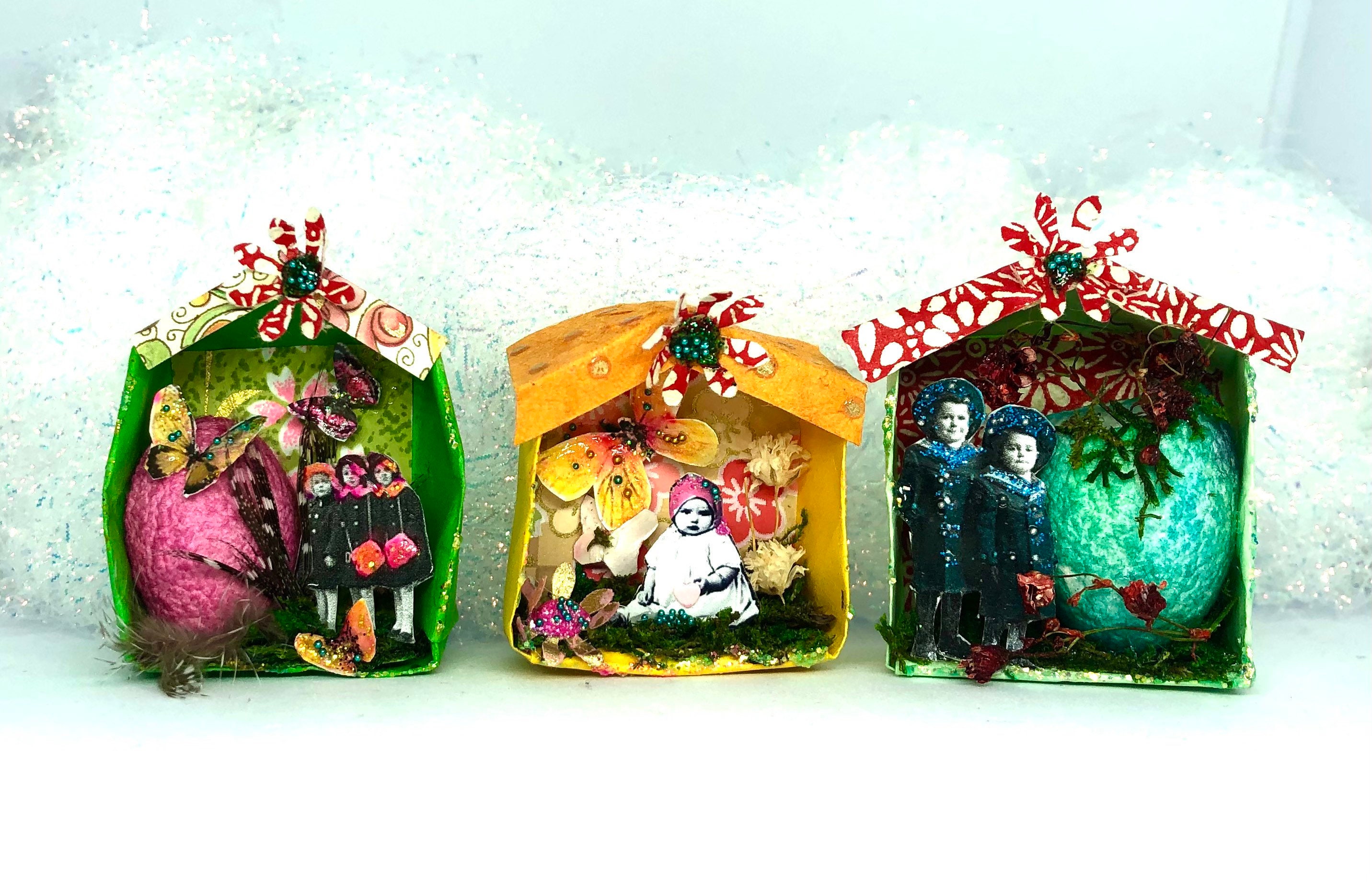 Diorama Box Origami Baby,miniature Ornament Baby Easter Spring,origami ...