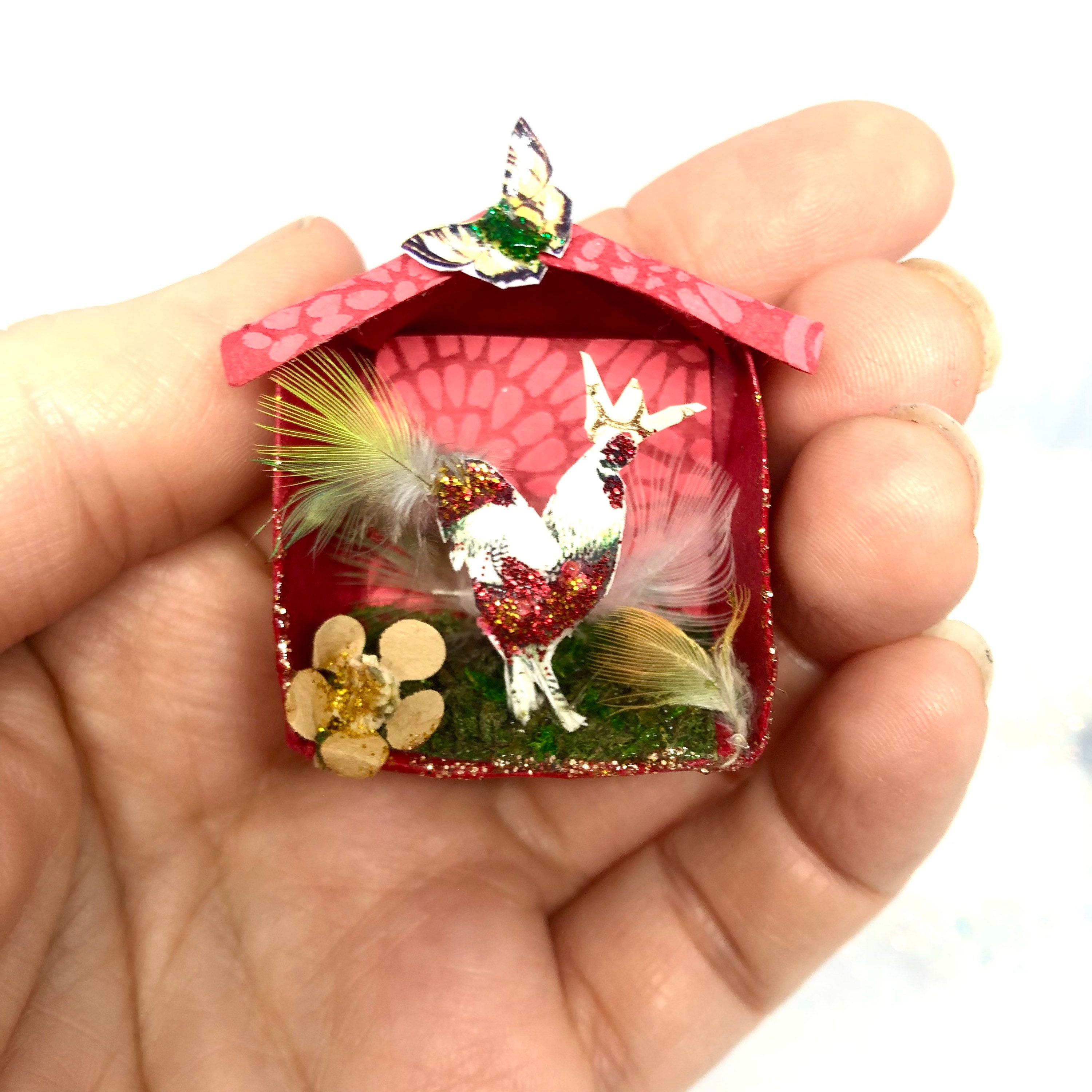 Easter Rooster Diorama,miniature Origami,box 3dcock,miniature Rooster ...