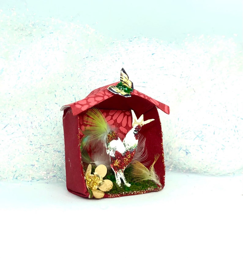 Easter Rooster Diorama,miniature Origami,box 3dcock,miniature Rooster ...