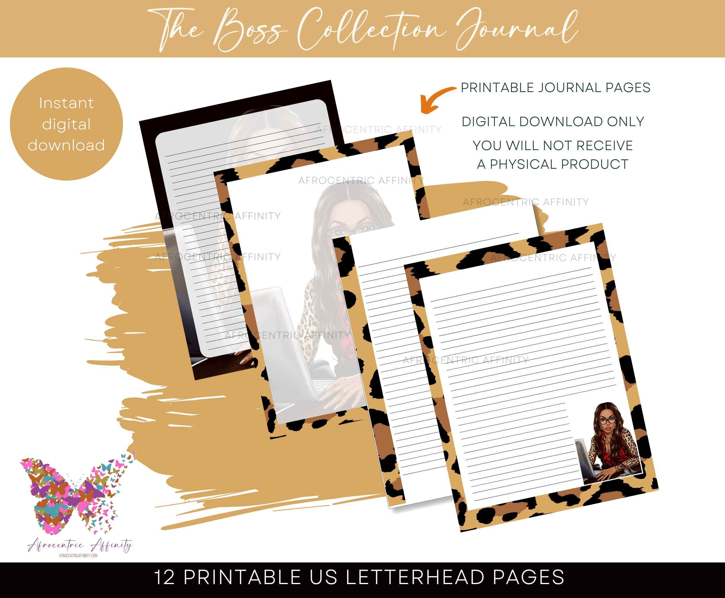 The Boss Journal Stationery Printable Journals African Heritage Digital ...