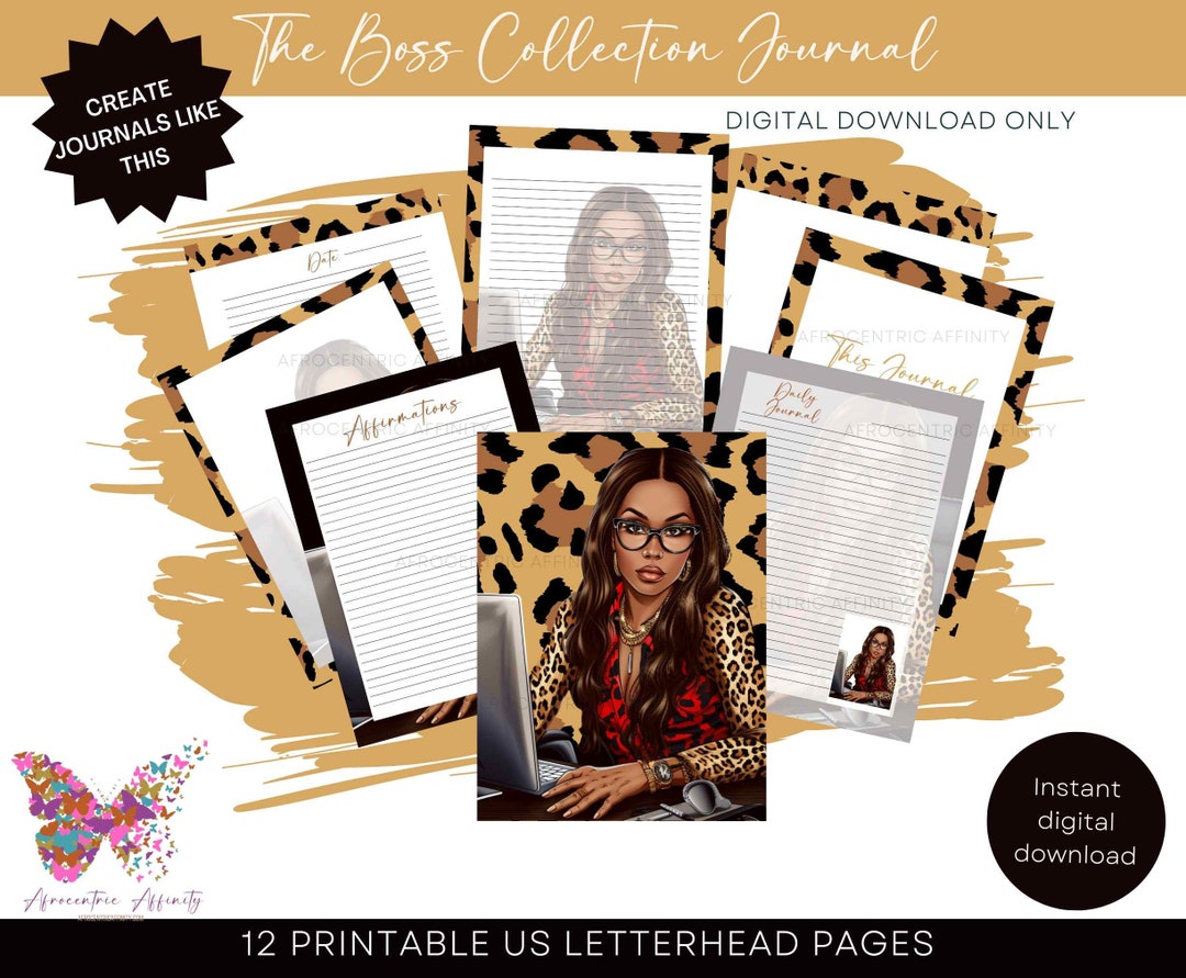 The Boss Journal Stationery Printable Journals African Heritage Digital ...