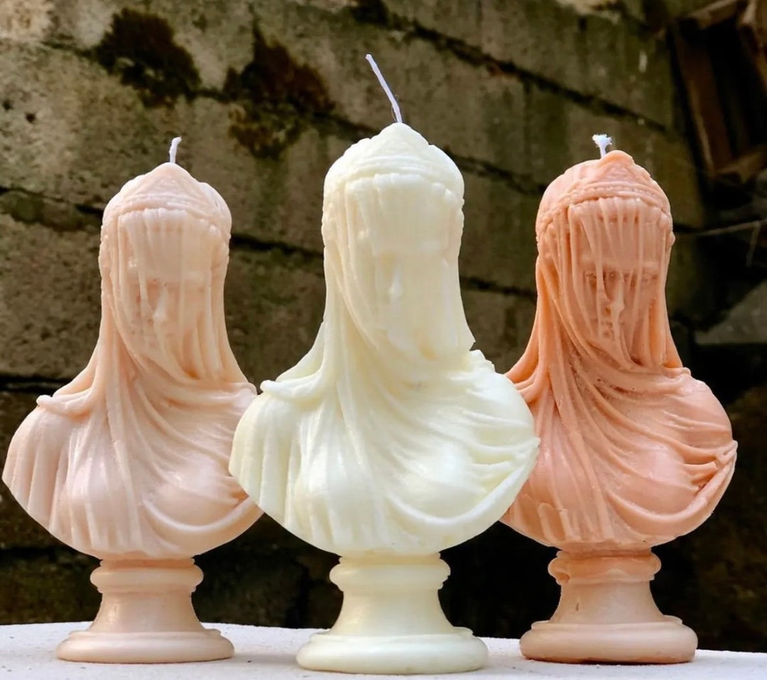 The Veiled Maiden Bust Candle 3 Set, Spiritual and Religious Gift ...