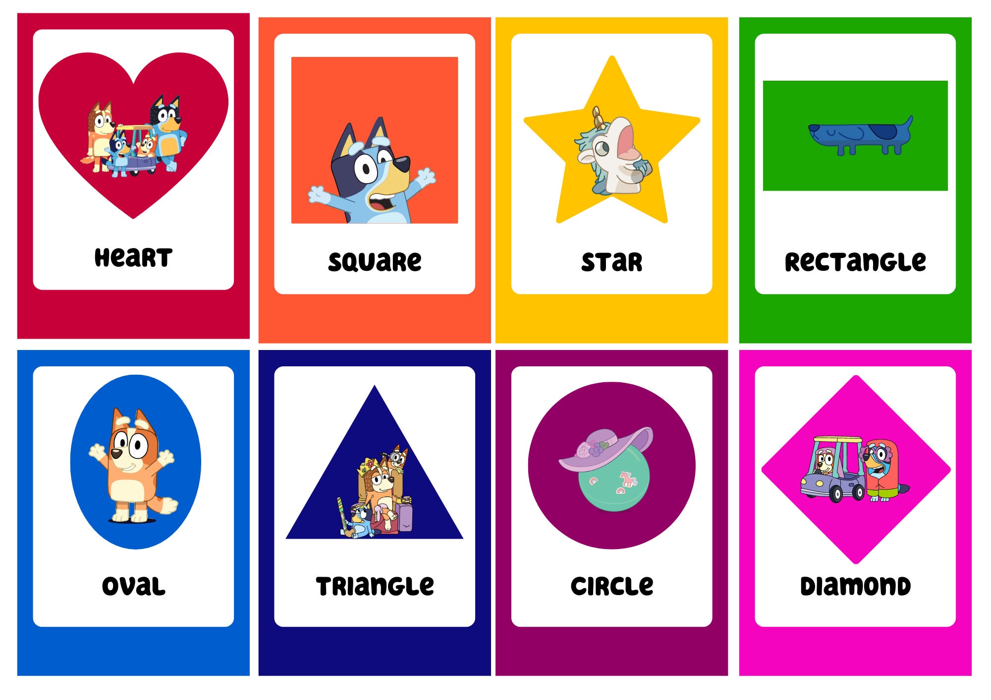 Bluey Learning Bundle: Alphabet, Colors and Shapes Flash Cards ...