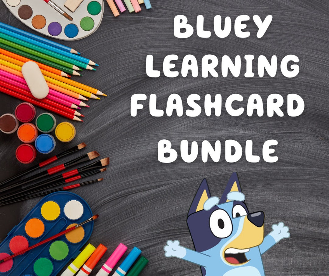 Bluey Learning Bundle: Alphabet, Colors and Shapes Flash Cards ...