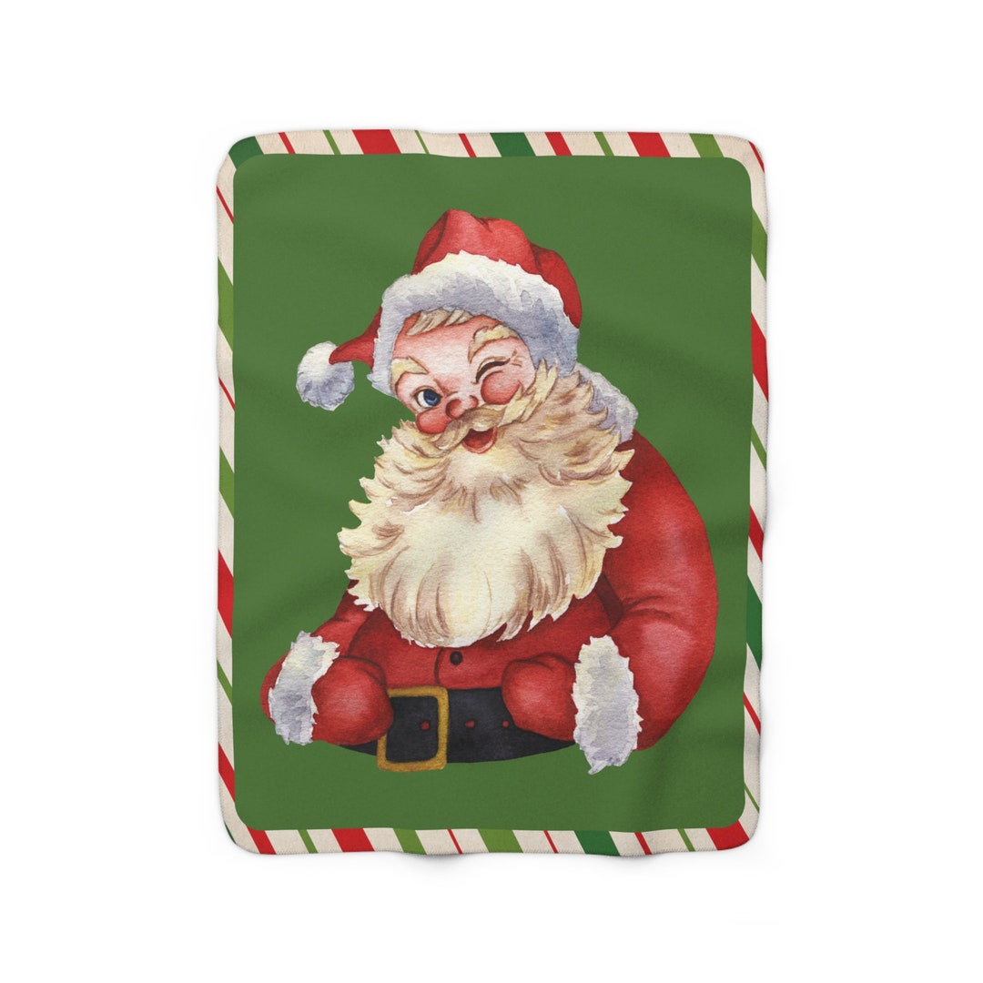 Vintage Santa Sherpa Fleece Blanket - Etsy