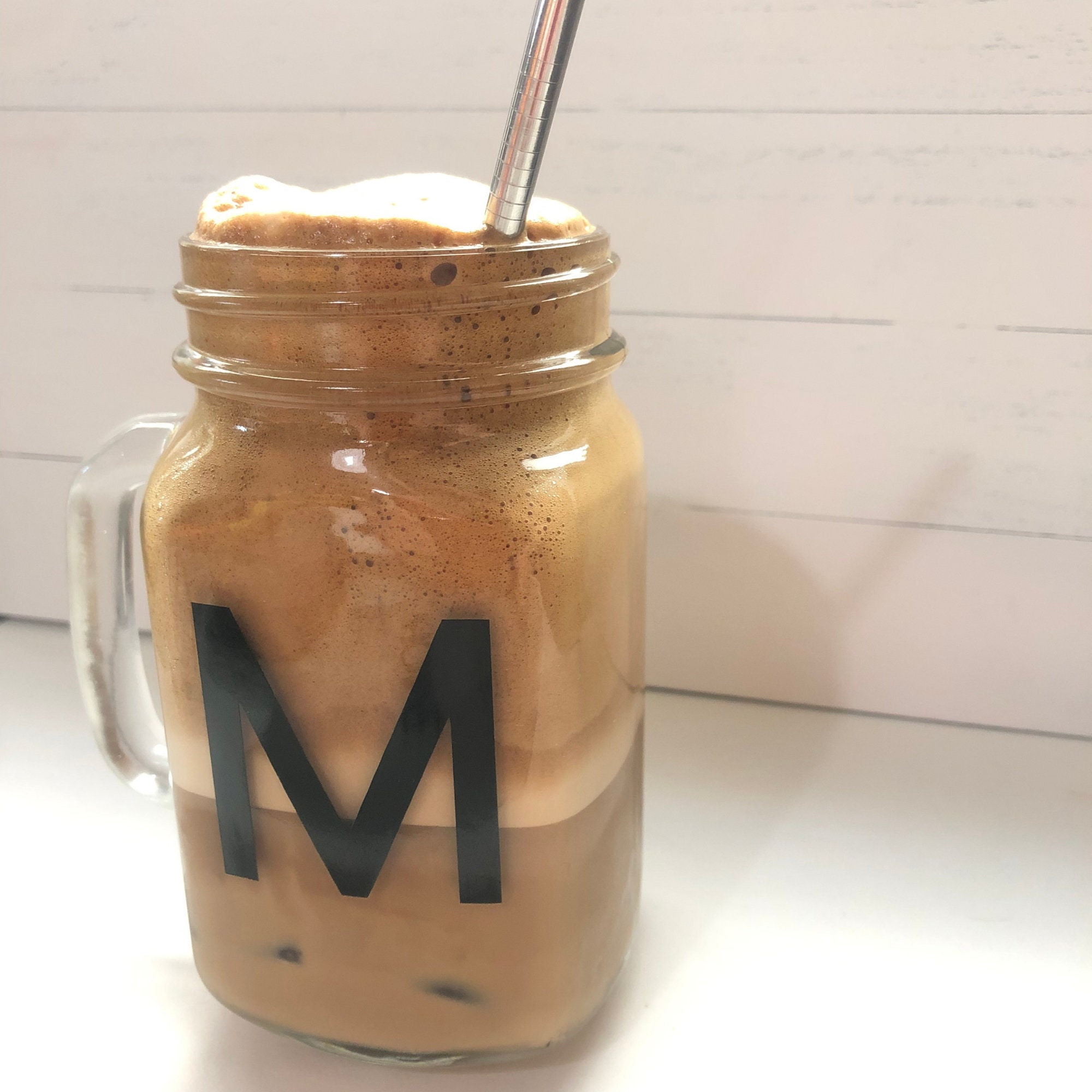 Personalized Mason Jar Mug, Custom Glass Coffee Mug, Coffee Lover Mug ...