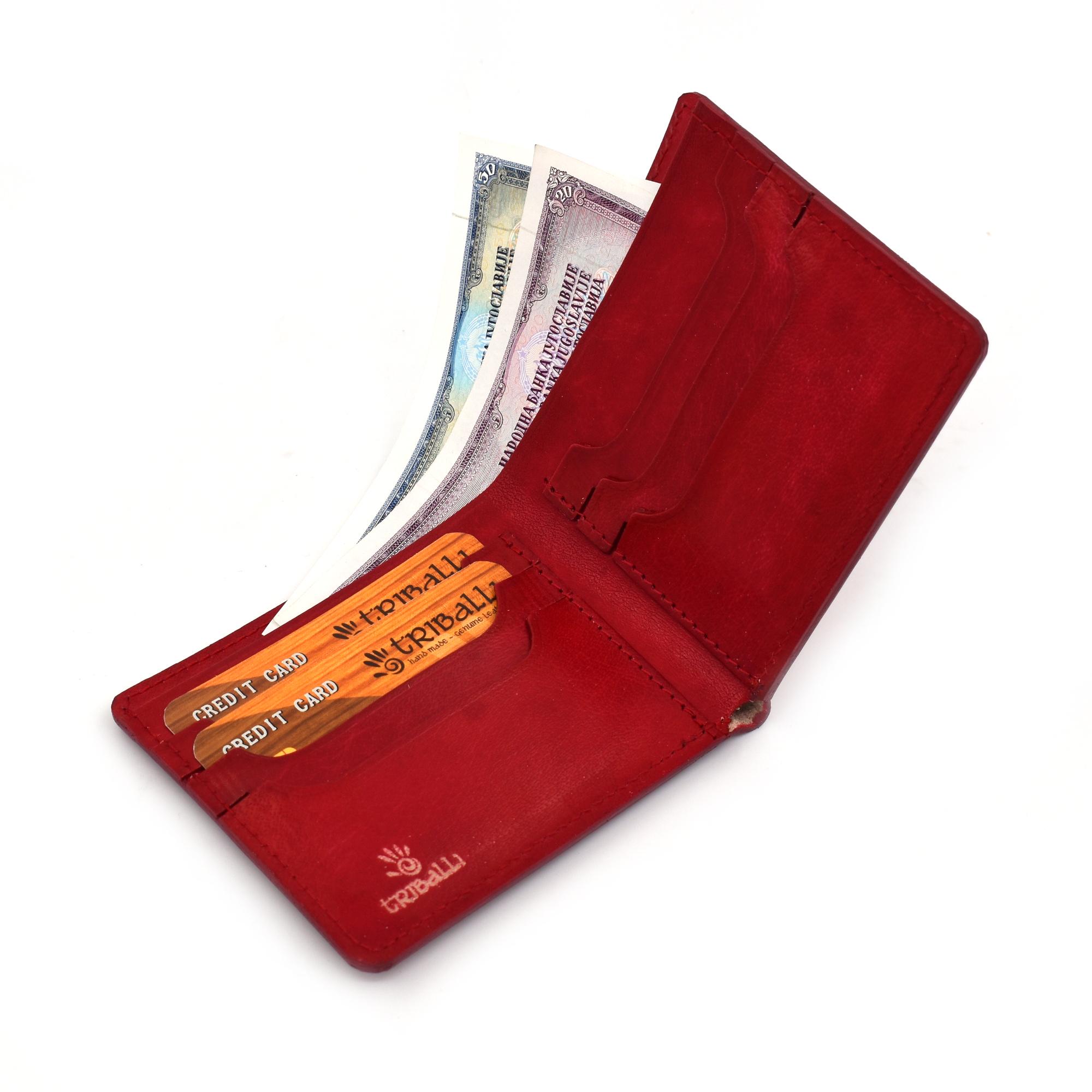 Handmade Red Leather Bifold Wallet: Slim Minimalist Design - Etsy