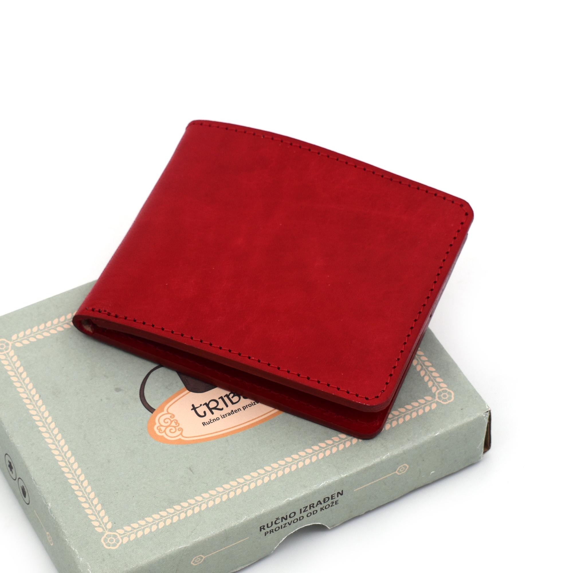 Handmade Red Leather Bifold Wallet: Slim Minimalist Design - Etsy